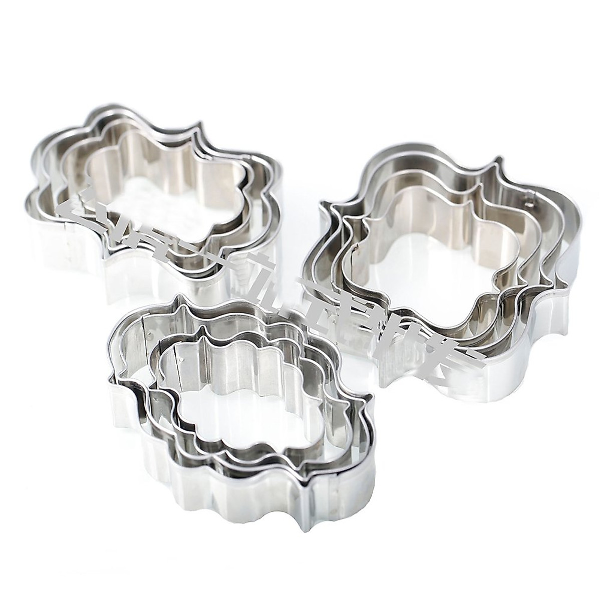Plaque Frame Cookie Cutter 4Pcs/Set, Stainless Steel Pastry Biscuit Cookie Cutter Set Fondant Pancake Cutters Mold (Style 1)