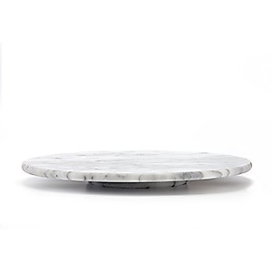 Creative Home Natural Marble Lazy Susan Turntable Rotating Serving Plate Dining Table Organizer, 12" Diam., Off-White (Patterns May Vary)