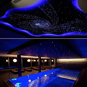 AKEPO 32W RGBW APP+Twinkle+Music Control Fiber Optic Lights Kit Star Ceiling Sky Light, 400pcs of Mixed Φ (0.75+1+1.5+2mm) 13.1ft/4m Optical Fiber Cable and Crystals for Car & Media Movie Room Decor