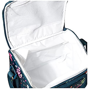 Vera Bradley Women's Recycled Lighten Up Reactive Expandable Cooler Lunch Bag, Hope Blooms Teal, One Size