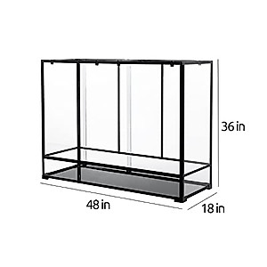 OIIBO Tall Reptile Terrarium 48" x 18" x 36" Full Tempered Glass Rainforest Reptile Tank, Vertical Terrarium Paludarium Tank with Top Screen Ventilation for Reptiles and Amphibians