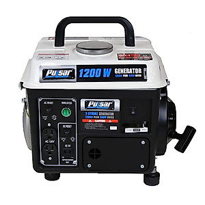 Pulsar 1,200W Carrying Handle, PG1202SA Gas-Powered Portable Generator, 1200W, Black/White