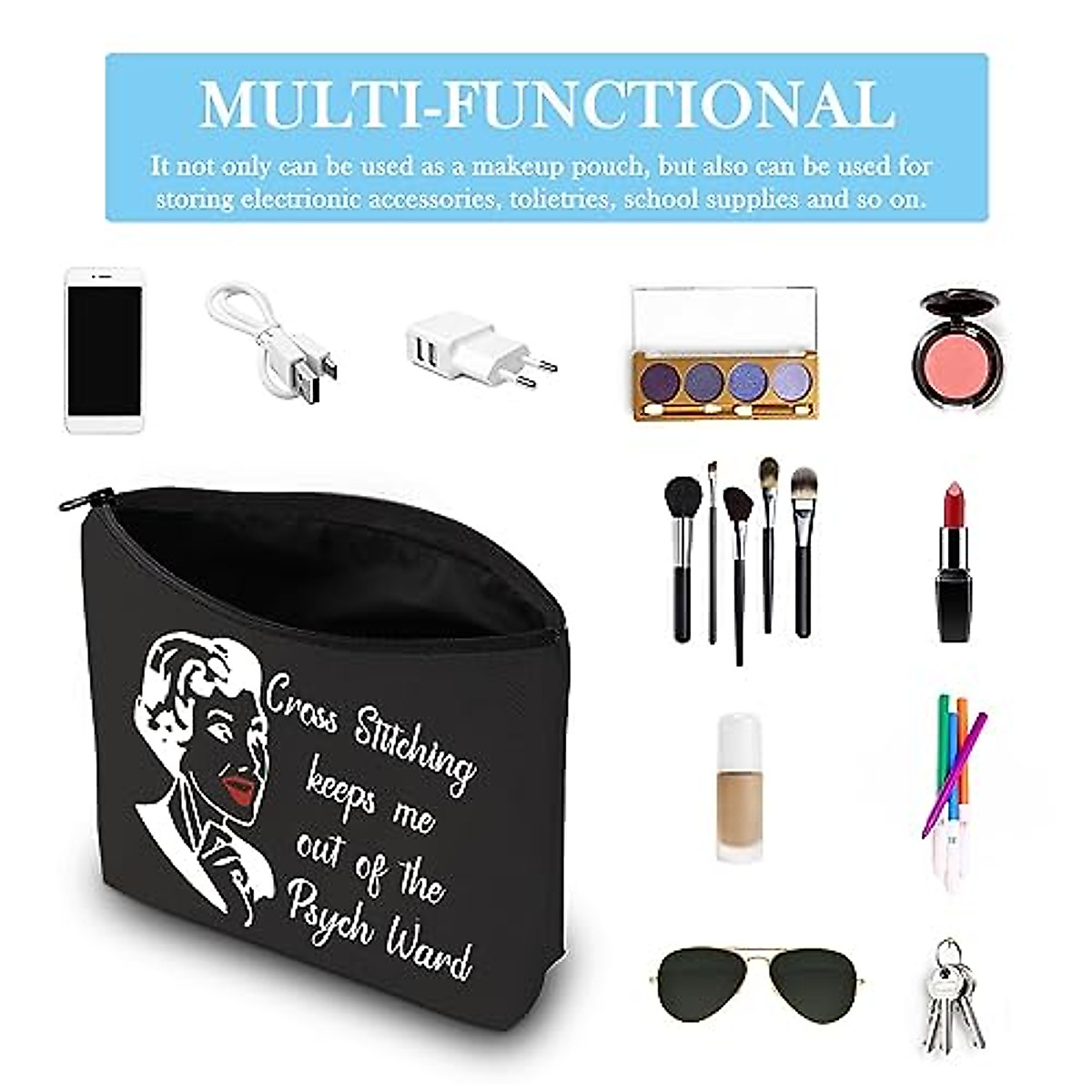 GJTIM Needleworker Gift Sewing Lover Gift Sewing Project Bag Cross Stitch Project Bag Accessories Case for Cross Stitch Lovers (Cross Stitching Black)