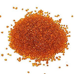 Round Reflective High Luster Fire Glass Marbles, Glass Gravel, Glass Pebbles, Glass Beads, Vase Fillers for Fish Tank Aquarium Garden Flower Pot Decoration 3-6mm 305g/10.75oz/0.67lbs (Orange Yellow)