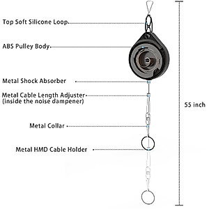 VR Cable and VR Accessories Cable Management Compatible with Oculus Quest 3/2 and PC VR, High Speed Data Transfer, USB A to Type-C Link Cable 16FT,Drill Free Retractable Ceiling Suspension System