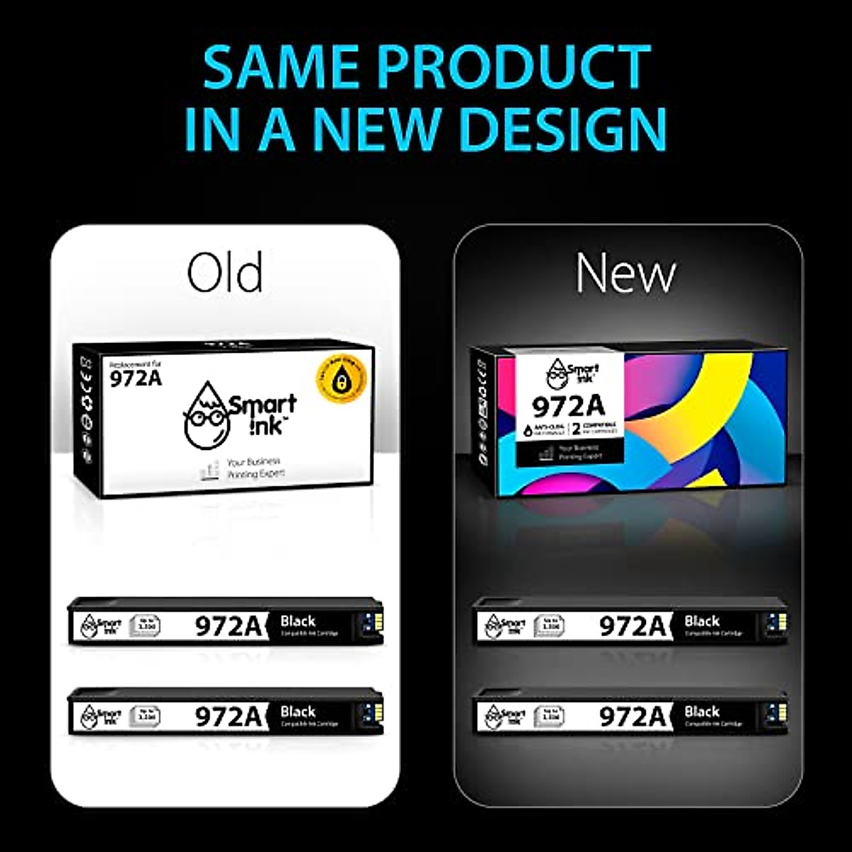 Smart Ink Compatible Ink Cartridge Replacement for HP 972A 972 (2 Pack Combo) to use with PageWide Pro 477dw 577dw 452dw 477dn 452dn 577z 552dw 377dw P55250dw Printers