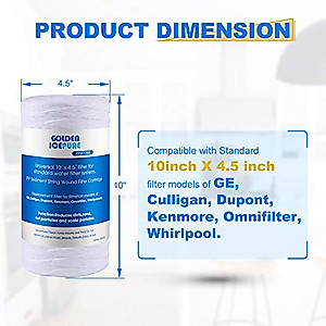 GOLDEN ICEPURE 5 Micron 10”4.5'' Whole House Sediment String Wound Water Filter Replacement filter for 84637, WPX5BB97P, PC10, 355214-45, 355215-45, WP10BB97P, WP5BB97P, 2PACK