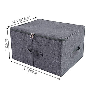 iwill CREATE PRO Pack of 2, Fabric Folding Washable Clothes Storage Boxes with Zip Lid for Wardrobe, Black Gray