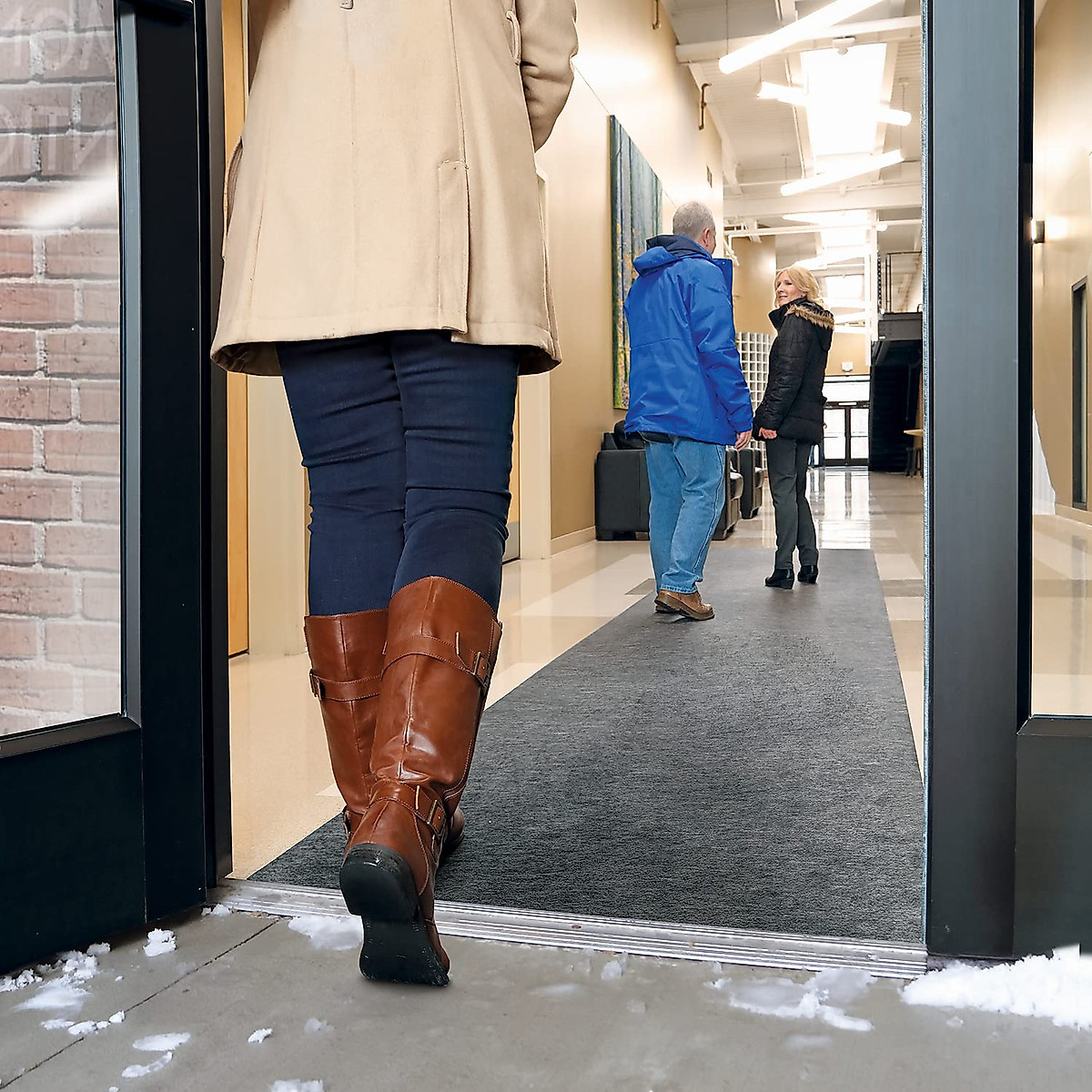 New Pig Grippy Floor Mat | Industrial Entrance Mat with Adhesive Backing | 3' x 50' Mat Runner | Gray | GRP36201-GY