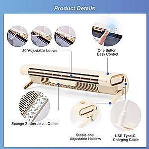 Avoeco Computer Monitor Fan, Office Fan, Space Saving, 3 Speeds, Screen Clip on Fan, for Cooling, Small Fan with USB Powered, Desk Fan, Bladeless Fan，Monitor Fan Bar, for Office, Home, Gaming (white)