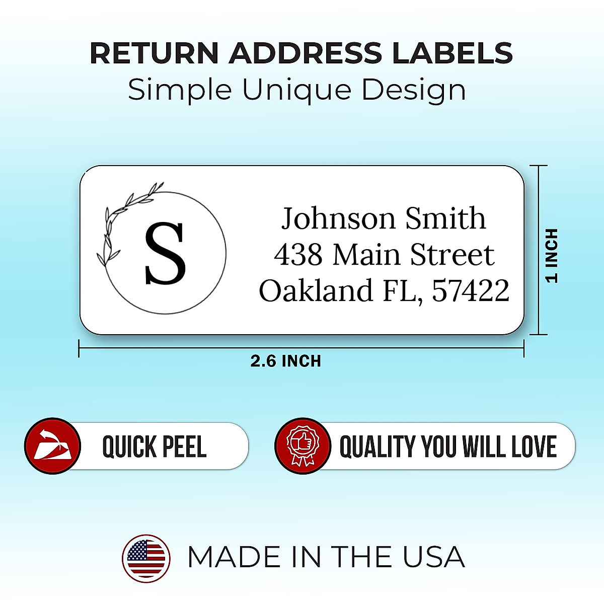 Return Address Labels Personalized Stickers – 60 Personalized Address Labels Self Adhesive, Simple Flat Sheet Return Address Stickers for Envelopes, Quality Custom Address Labels, Return Label