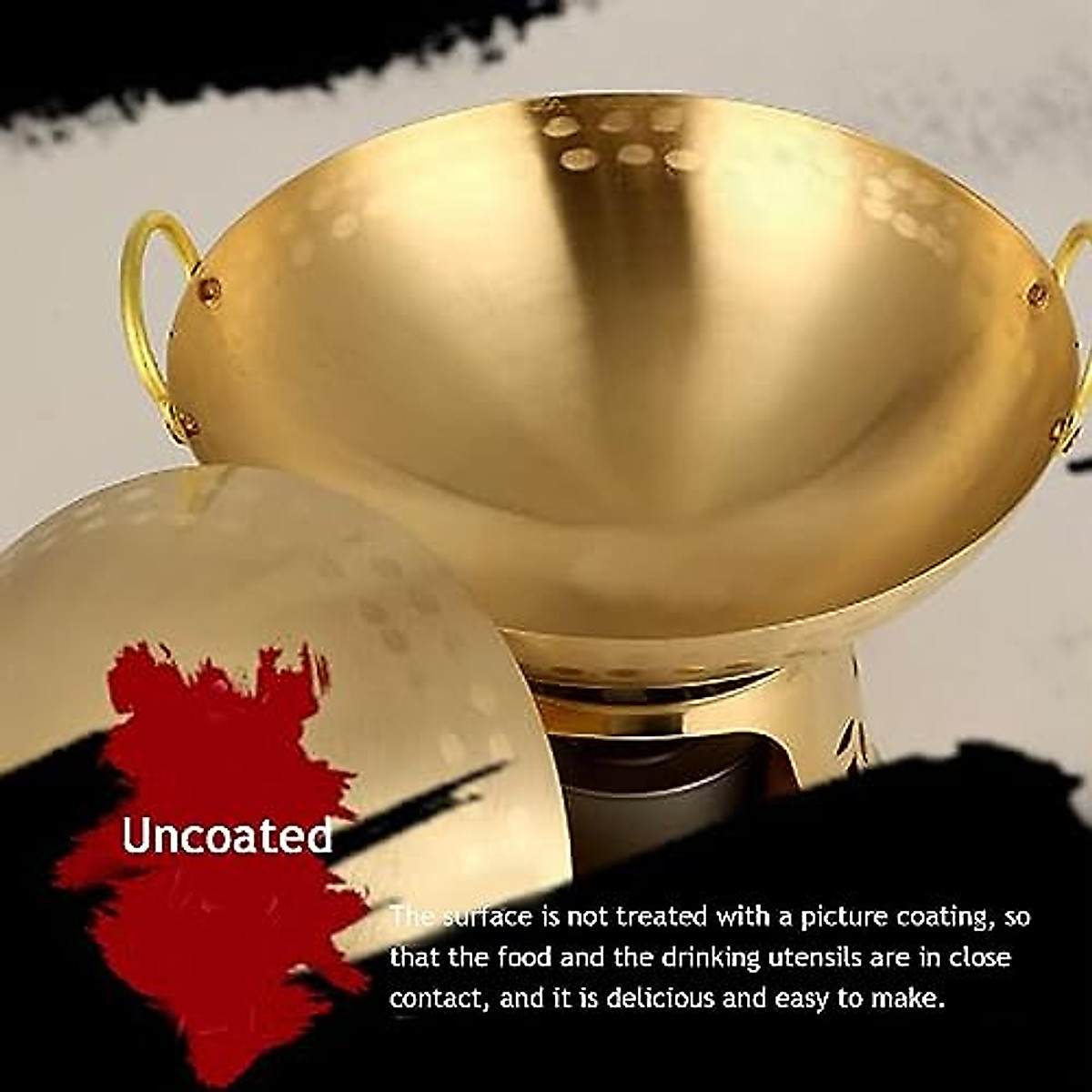 ZGFF Buffet Dry Pot Alcohol Stove, Simple Pure Copper Chafing Dish, Household Small Stew Hot Pot, for Outdoor Picnics Family Dinners