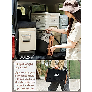 Naturehike Charcoal Grills Portable Charcoal Grill BBQ Grill Small Folding Tabletop Grill Mini Stainless Steel Outdoor Cooking Propane Grill Camping Beach Traveling Picnic Backyard (grey)