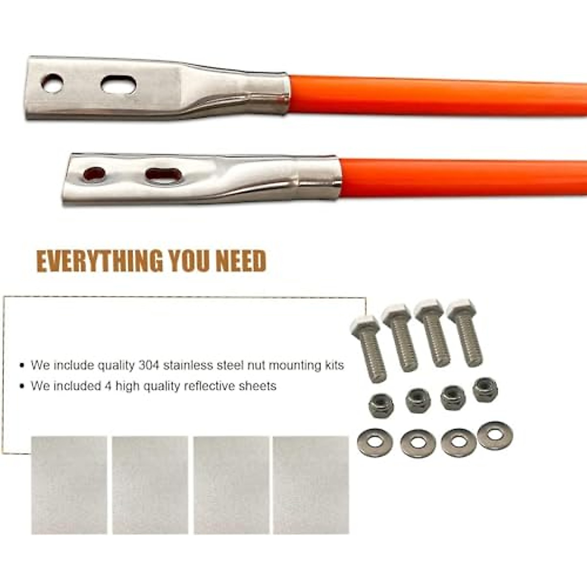 SEASAIL Snow Plow Blade Marker Guide Kit High Visibility Orange with Stainless Steel Joint Compatible with Most Snow Plow Not Easy to Break 36" Steel Wire Construction