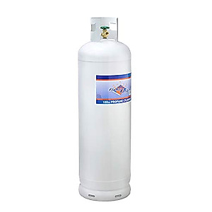 Flame King YSN100 100-Pound Steel Propane Tank Cylinder with POL Valve and Collar, White