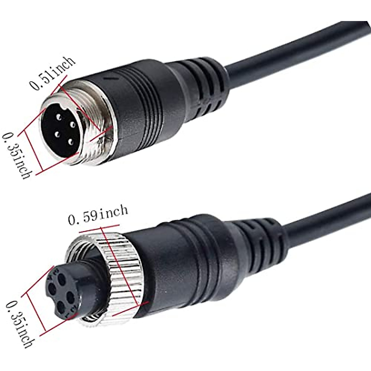 PEN 16FT/5M Car 4Pin Aviation Video ExtensionCable for, CCTV Rearview Camera Truck Trailer Camper Bus Motorhome Vehicle Backup Monitor Waterproof Shockproof System