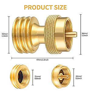 NiuBuNiu 1lb to 20lb Propane Tank Adapter, Acme Male & POL Female Thread- Fit for QCC1/POL Hose and Fegulator.(Contains Sealing Tape) (QCC/Type1)