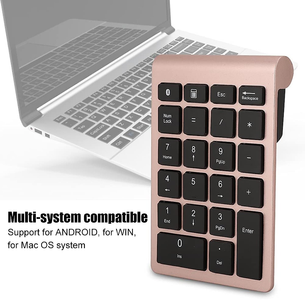 Sanpyl 22 Keys Numeric Keypad, Bluetooth Mini Keyboard, Portable Mini Financial Accounting Number Pad, for Laptop Desktop, PC(Rose Gold)