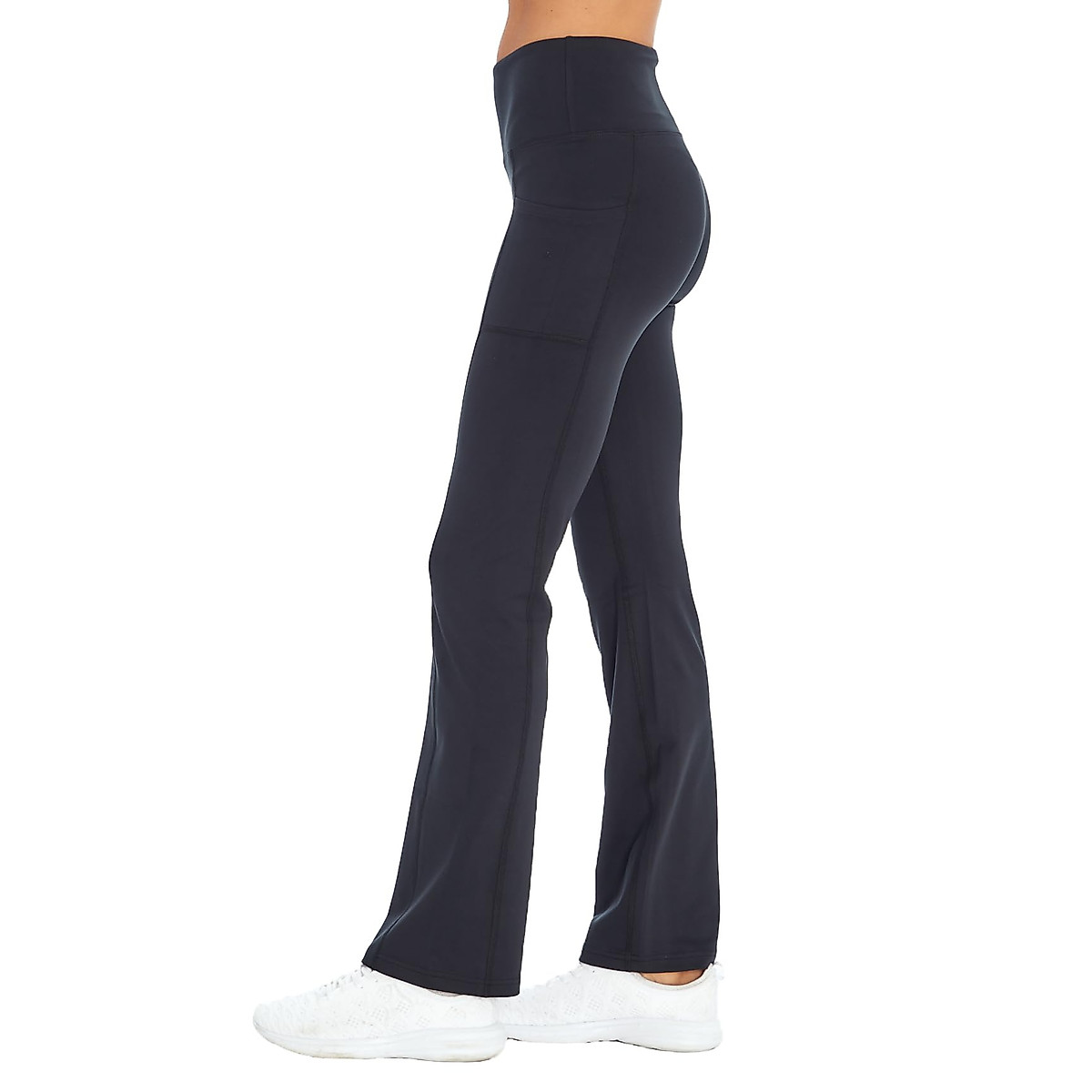 Bally Total Fitness Women's Standard High Rise Pocket Slim Bootcut Pant, Black, Large