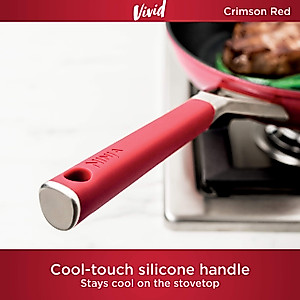 Ninja C20030 Foodi NeverStick Vivid 12-Inch Fry Pan, Nonstick, Durable & Oven Safe To 400°F, Cool-Touch Handles, Crimson Red