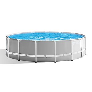 Intex 26725EH Prism Frame Premium Above Ground Swimming Pool Set: 15ft x 48in – Includes 1000 GPH Cartridge Filter Pump – Removable Ladder – Pool Cover – Ground Cloth