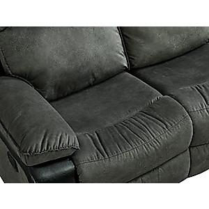 Signature Design by Ashley Woodsway Modern Faux Leather Tufted Reclining Sofa, Gray & Black