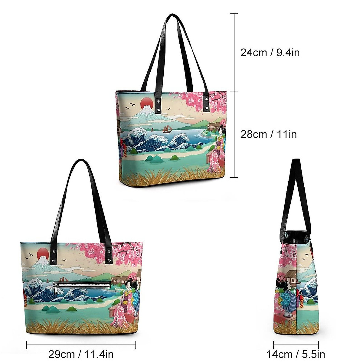 Womens Handbag Japanese Girl Leather Tote Bag Top Handle Satchel Bags For Lady