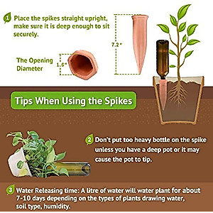 REMIAWY Plant Watering Stakes 6 Pack Automatic Plant Waterers for Vacations, Plant Watering Devices Terracotta Self Watering Spikes for Wine Bottles Great Watering Spikes for Indoor & Outdoor Plants