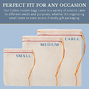 Made in the USA Cotton Muslin Drawstring Bags 50 (Red Hem Orange Drawstring, 4x6)