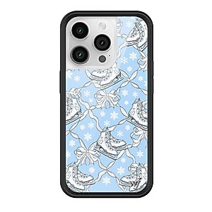 Wildflower Cases - Ice Skates Case, Compatible with Apple iPhone 14 Pro | Blue, Coquette, White, Bows, Trendy, Gift - Protective Black Bumper, 4ft Drop Test Certified, Women Owned Small Business