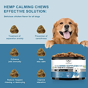 Calming Chews for Dogs Treats, Hemp Calming Dog Anxiety Relief Natural Ingredients, Helps with Dog Anxiety, Stress Relief, Separation, Barking, Thunderstorms