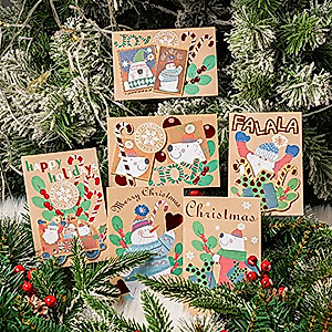 BIOBROWN Greeting Card Santa Claus and Polar Bear with Skateboard Design with 12pcs Envelopes for Holiday - 4x6 inch, 12 pcs (6 designs,2pcs per design)