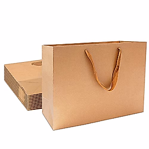 HIQQUGU Brown Gift Bags - 13.8"x5.1"x10.2" Kraft Paper Gift Wrap Bags12Pcs,Medium Party Bags Shopping Bags Merchandise Bags,Solid Color Wrap Bags.