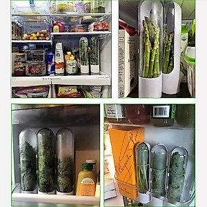 Herb Saver for Refrigerator, Fresh Herb Keeper, Herb Saver Pod Containers, Herb Fresh Keeper for Refrigerator,Herb Storage for Cilantro,Parsley, Asparagus,Keeps Vegetables Fresh for 2-3 Week