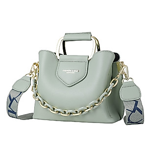 Qiayime women's Fashion shoulder handbags purses PU Leather Top Handle satchel Tote Crossbody Bag (Green)