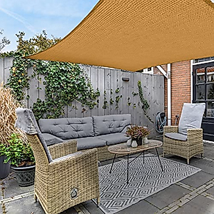 AsterOutdoor Sun Shade Sail Rectangle 6' x 10' UV Block Canopy for Patio Backyard Lawn Garden Outdoor Activities, Sand