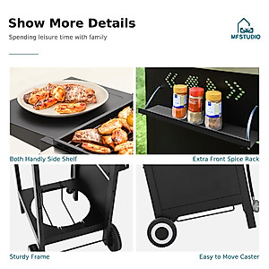 MFSTUDIO 2-Burner Propane Gas BBQ Grill with Cast Iron Griddle Pan, 20,000 BTU Output Small Barbecue Grill for Outdoor, Patio, Backyard and Balcony