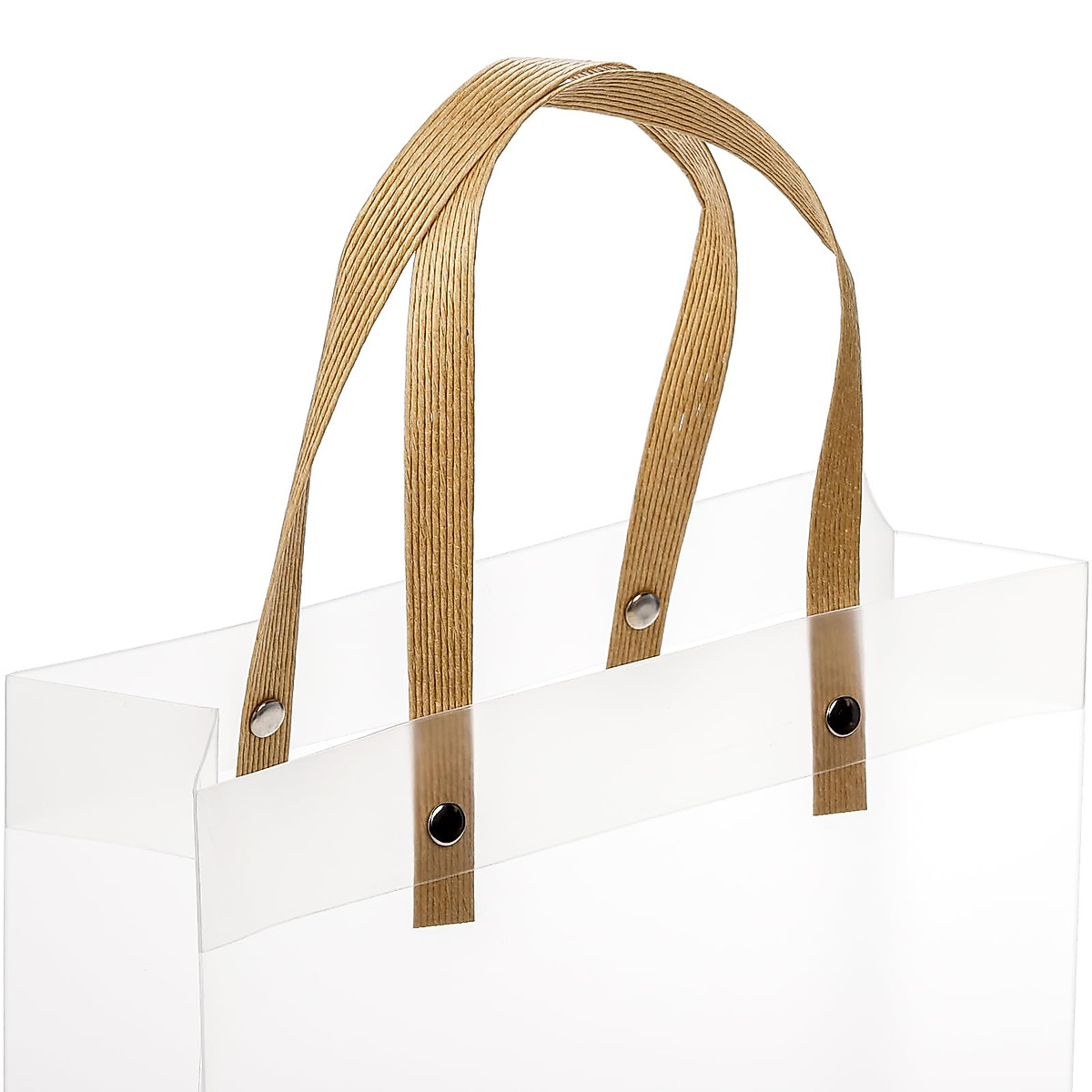 Cididu 40 Pieces Clear Gift Bags with Handles, White Frosted PVC Candy Bags Halloween Christmas, Reusable Translucent Wrap Tote Boutique Bags for Wedding Shopping Party 8''x3''x10'', Tear Resistant