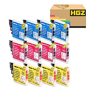 HGZ 12 Color Compatible Ink Cartridge Replacement for LC-16 LC-68 LC-11 LC-38 LC-65 LC-980 LC-1100 LC-61 LC61 Brother MFC-490CW 495CW J615W J630W 790CW 290C 5490CN 5890CN 6490CW DCP-165C 385C 585CW