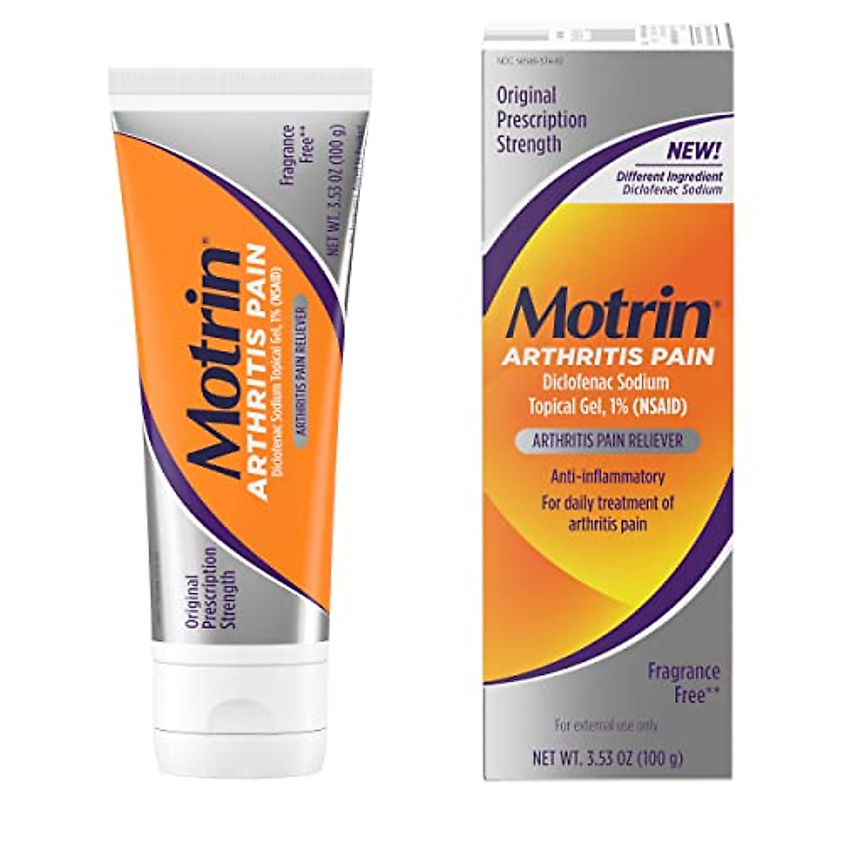 Motrin Arthritis Pain Relief Diclofenac Sodium Topical Gel 1%, Anti-Inflammatory Cream for Arthritis Pain in Hands, Wrists, Elbows, Knees, Feet & Ankles, NSAID Pain Relief Gel, 3.53 Oz