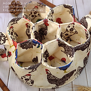 ETIUC Eggs Collecting Basket with 7 Pouches Eggs Gathering Basket Canvas Egg Bags for Fresh Eggs Collecting Eggs Holder Bags for Chicken Hen Duck Goose Eggs Farmhouse Henhouse Garden (1pc Basket)