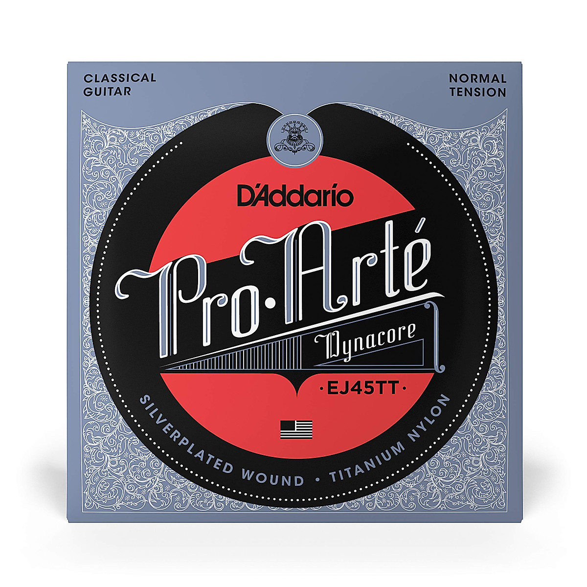 D'Addario Guitar Strings - Pro-Arte Classical Guitar Strings - EJ45TT Dynacore - Silver Plated Wrap, Composite Dynacore, Titanium Nylon Trebles - Normal Tension, 1-Pack