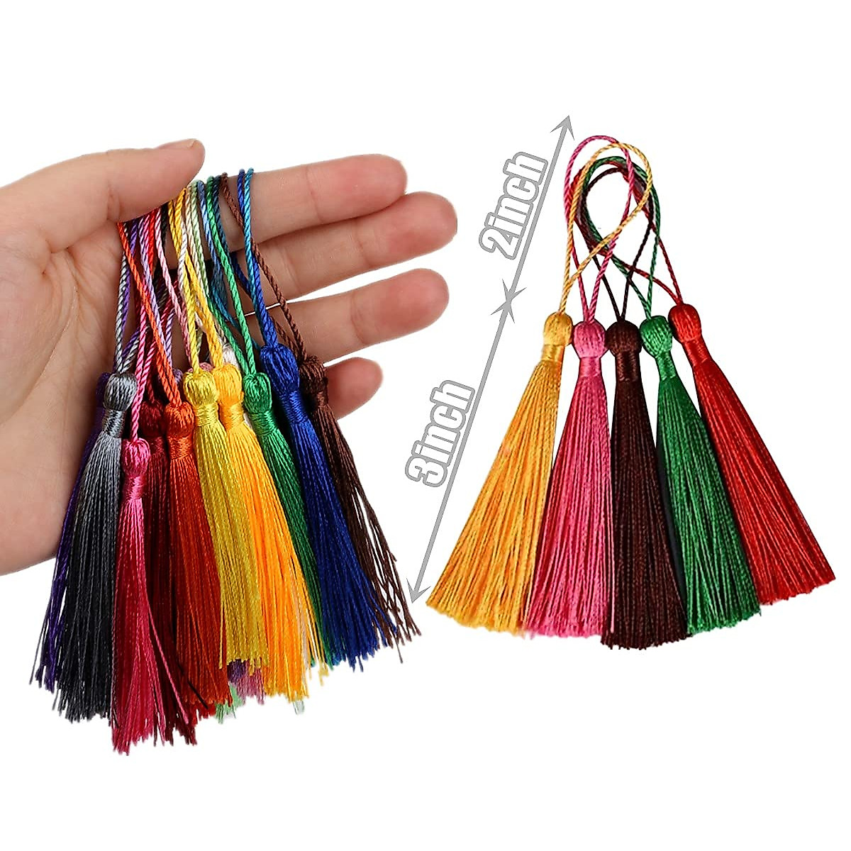 MSCFTFB 120 Pieces 5inch Silk Floss Tassels with Hang Loops Mini Tassels Mala Tassel Kits for Bookmarks Earring Dreamcatcher Jewerly Making Belt Clothing Curtain Decorations (Navy)