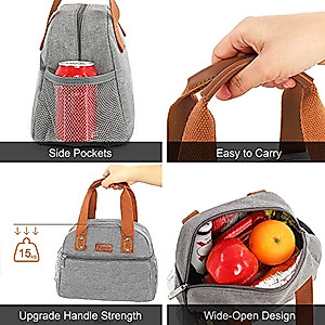 Lunch Bag for Women Insulated Lunch Box with Pockets Durable and Small Lunch Tote Bag for Work, School and Picnic (gray)