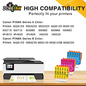 DOREINK Compatible 226 CLI226 Ink Cartridge Replacement for Canon PIXMA MG5220 MG5320 MX882 MG6120 MG6220 MX892 MG5300 MG8120 MX880 MX712 (5 Cyan, 5 Yellow, 5 Magenta) 15Pack