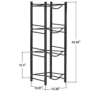 LIANTRAL 5 Gallon Water Jug Holder, 4-Tier Black Heavy Duty Rack, Bottle Organizer for Home Office