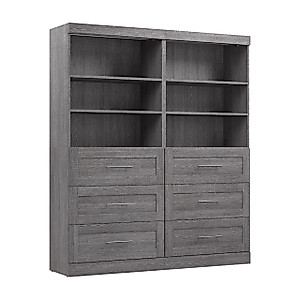Bestar Pur Wardrobe Organizer with Drawers, Walk-in Closet, Bedroom, Laundry Room, Mudroom, or Entryway, 72W, Bark Grey