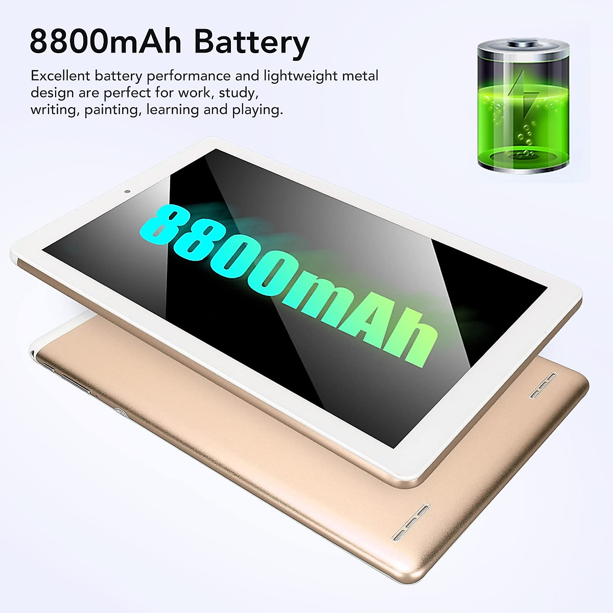Focket 10.1 Inch Tablet, 6GB 128GB Tablet Octa Core Processor Tablet for Android 11, IPS Display HD Tablet 5G Tablet WiFi Dual SIM Portable Tablet Gaming Tablet 8800mAh Long Tablet (US Plug)