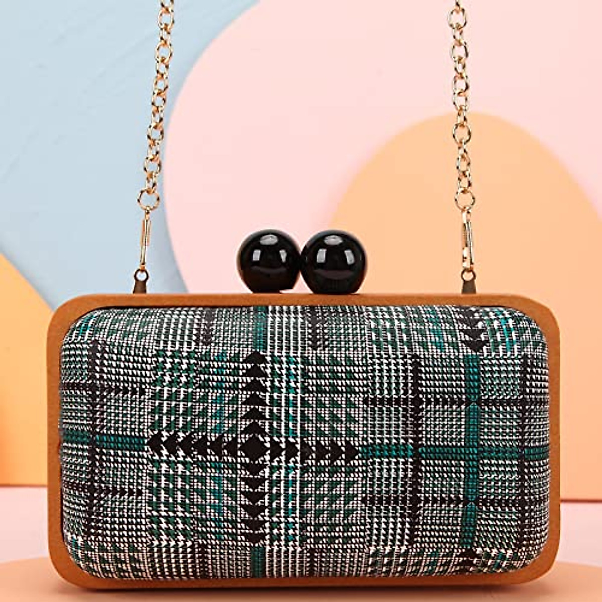 Fawziya Clutch Purses For Women Wood Frame Clutches And Evening Bags-Green