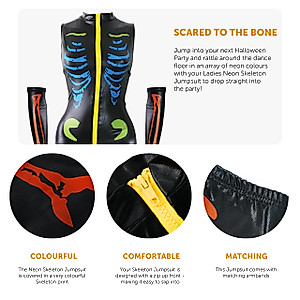 Christy's Adults Neon Skeleton Catsuit Costume (Size 14-16)